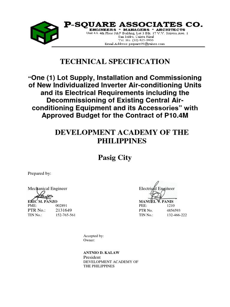 Ac Units Technical Specifications Annex A | PDF | Pipe (Fluid ...