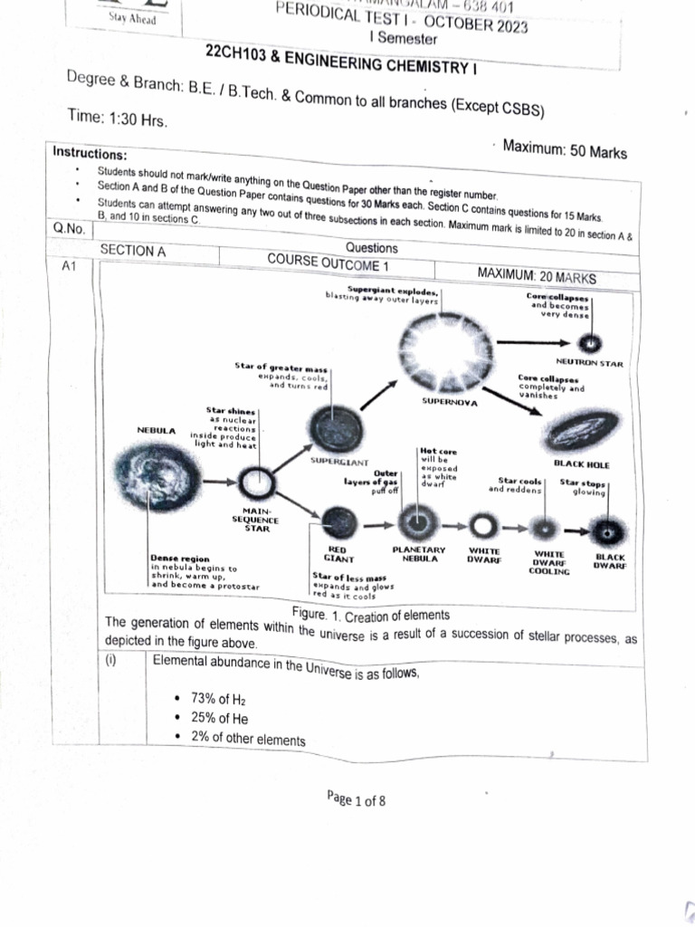 Chemistry PT1 (A, C, D) | PDF | Stars | Periodic Table