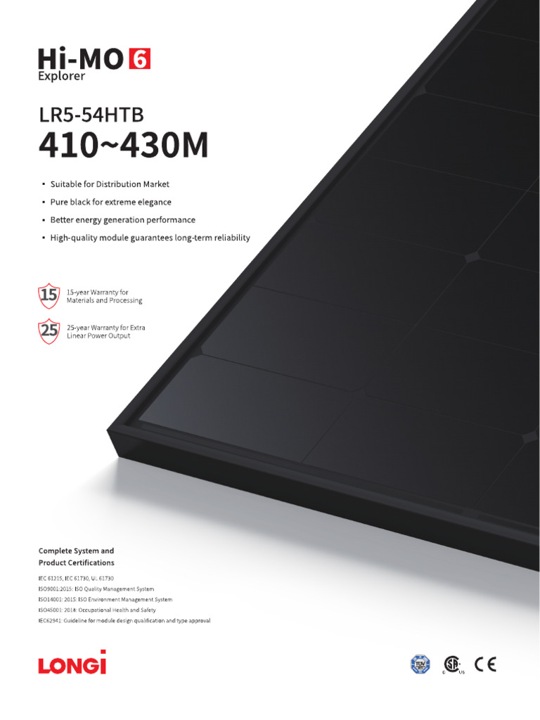 Longi TDS 410-430 LR5-54HTB EN | PDF