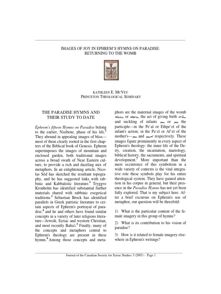 Images of Joy in Ephrem S Hymns On para | PDF | Theology | Religious Belief And Doctrine