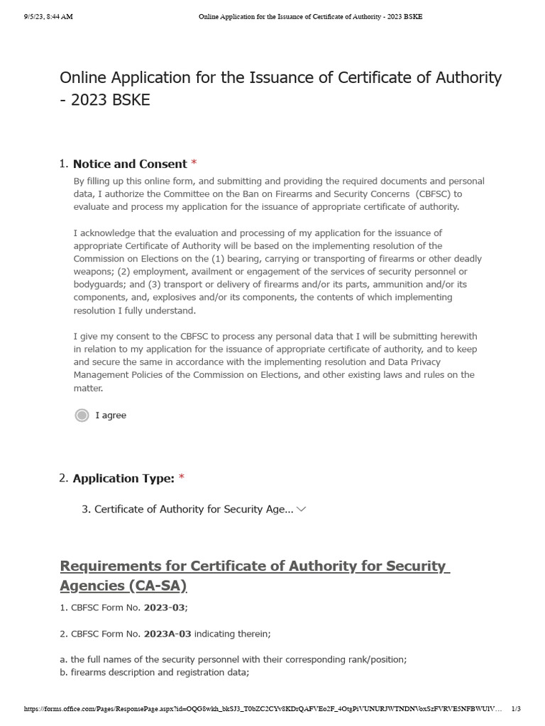 Online Application for the Issuance of Certificate of Authority - 2023 ...
