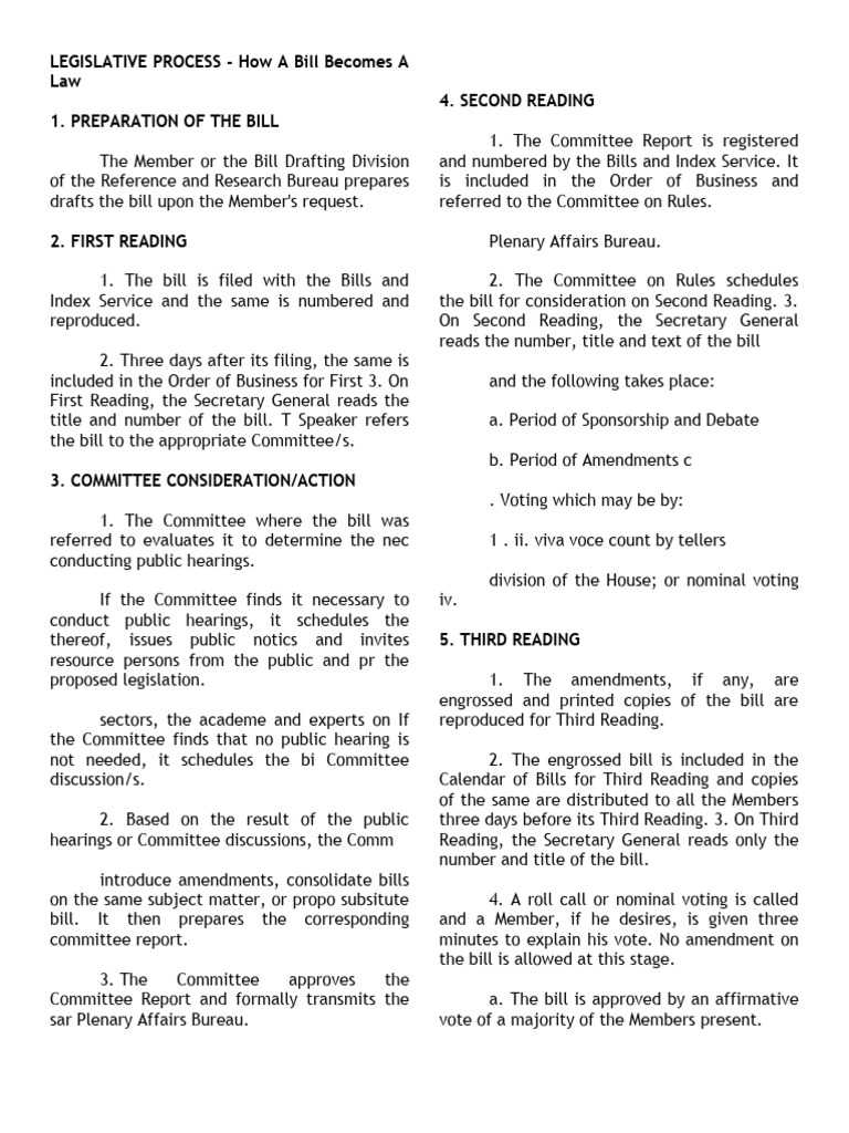 How Bill Becomes A Law | PDF | Bill (Law) | United States House Of ...