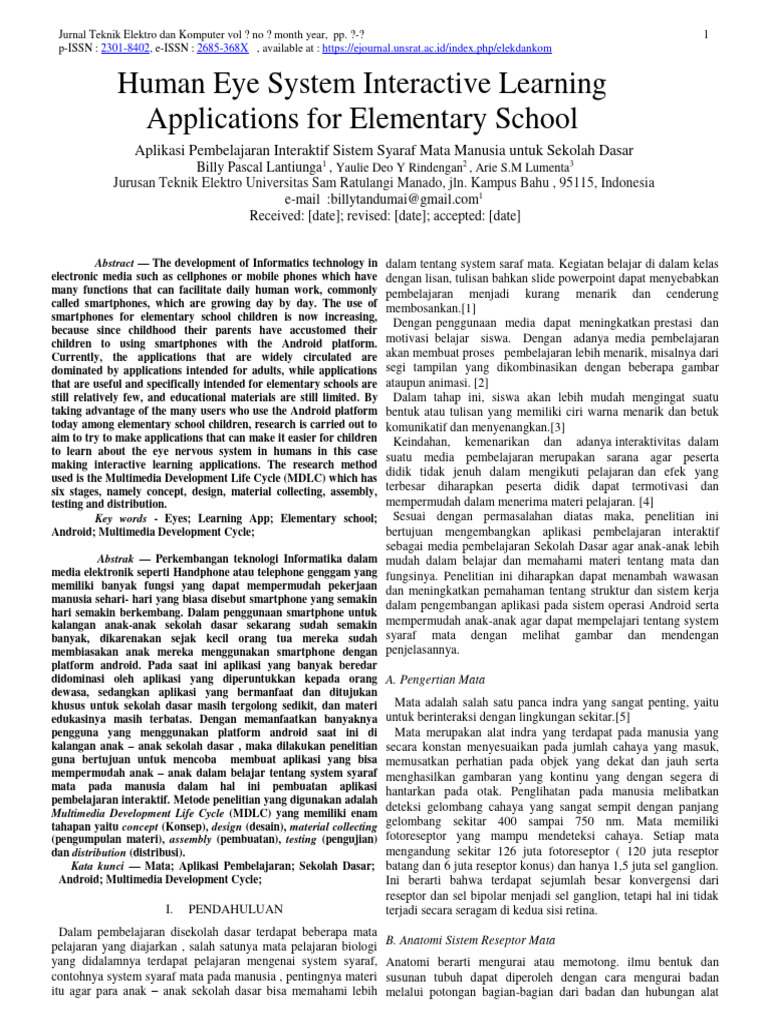 Human Eye System Interactive Learning Applications For Elementary ...