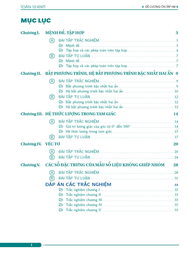 De Cuong On Tap Cuoi Hoc Ki 1 Toan 10 Ket Noi Tri Thuc Voi Cuoc Song | PDF