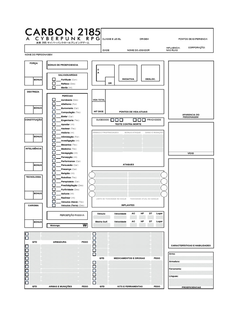 Carboon 2185 Ficha Oficial Editavel | PDF
