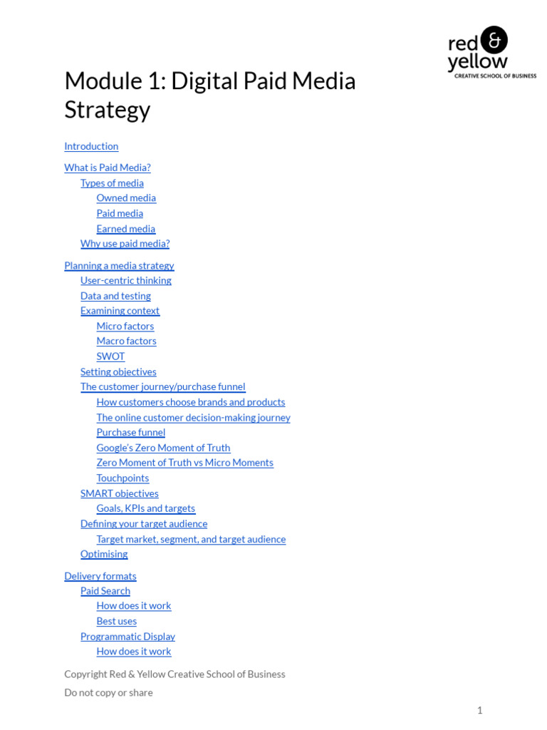Module 1 - Digital Paid Media Strategy | PDF | Advertising | Marketing