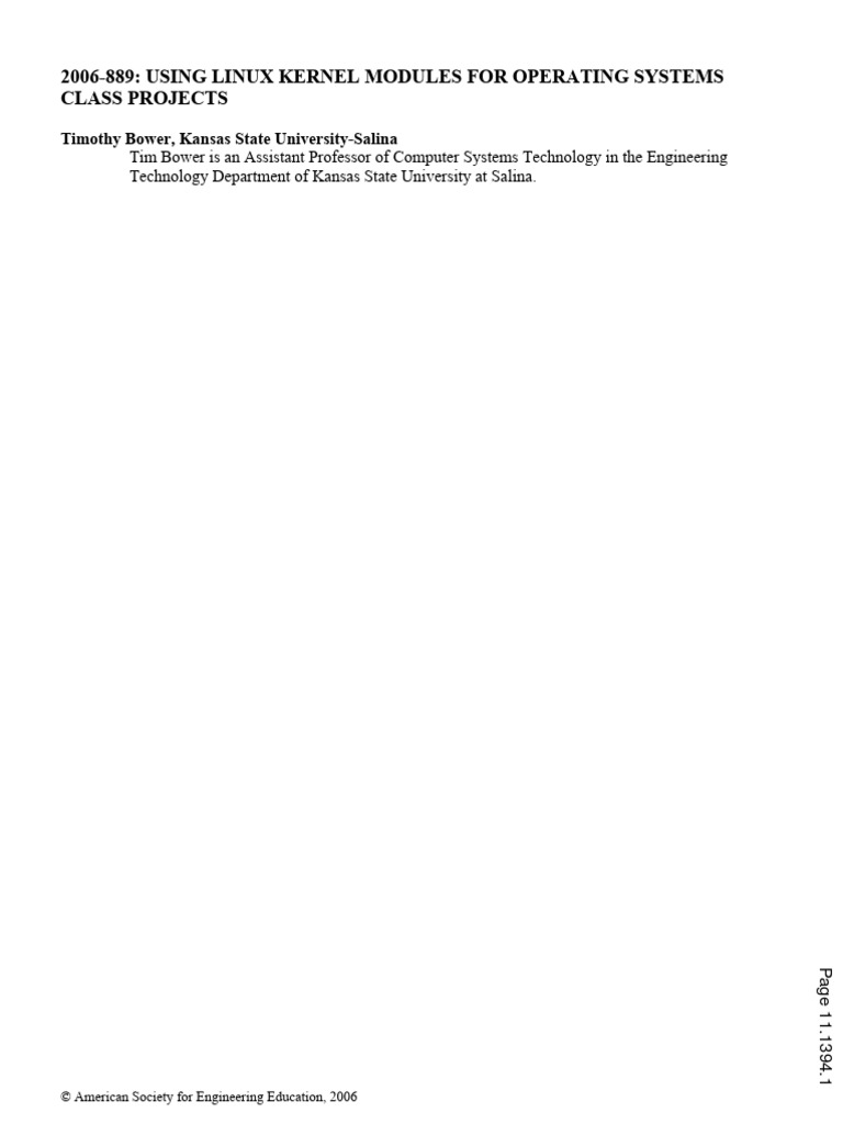 Using Linux Kernel Modules For Operating Systems Class Projects | PDF ...