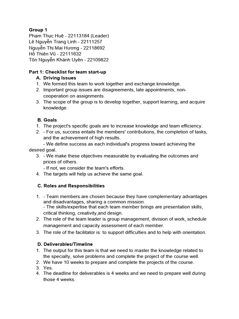 Assignment 1 - Group 1 | PDF | Goal | Cognition
