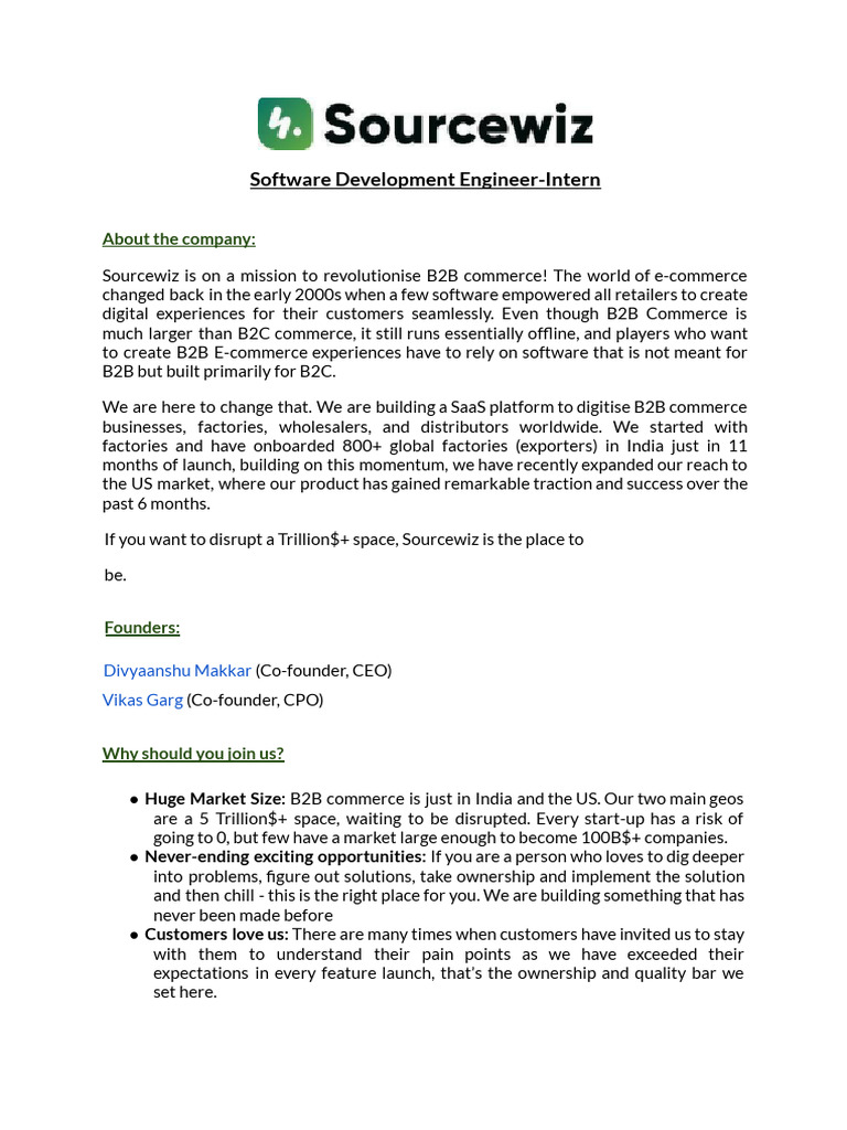 Software Development Engineer-Intern. | PDF | Mobile App | E Commerce