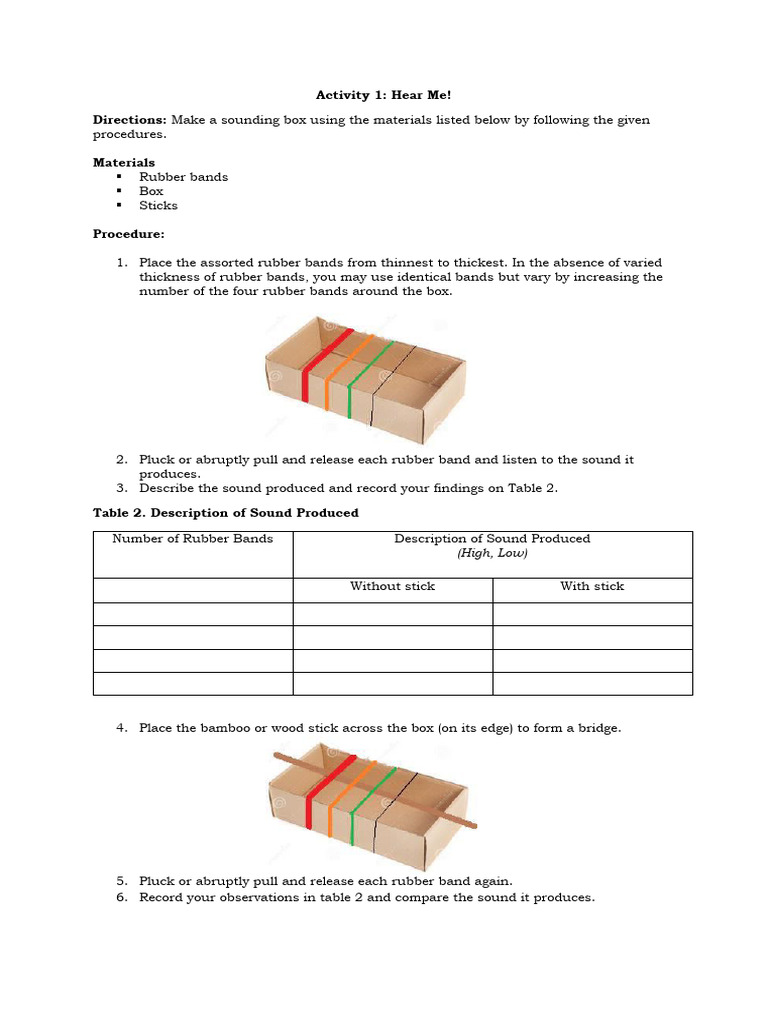 Rubber Band Sound Experiment Guide | PDF