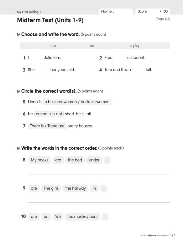 My First Writing 1-Midterm Test | PDF