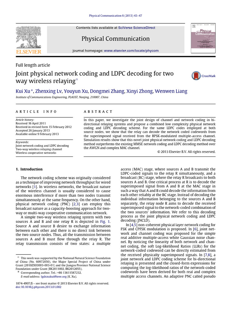 Physical Communication: Kui Xu Zhenxing LV Youyun Xu Dongmei Zhang Xinyi Zhong Wenwen Liang ...