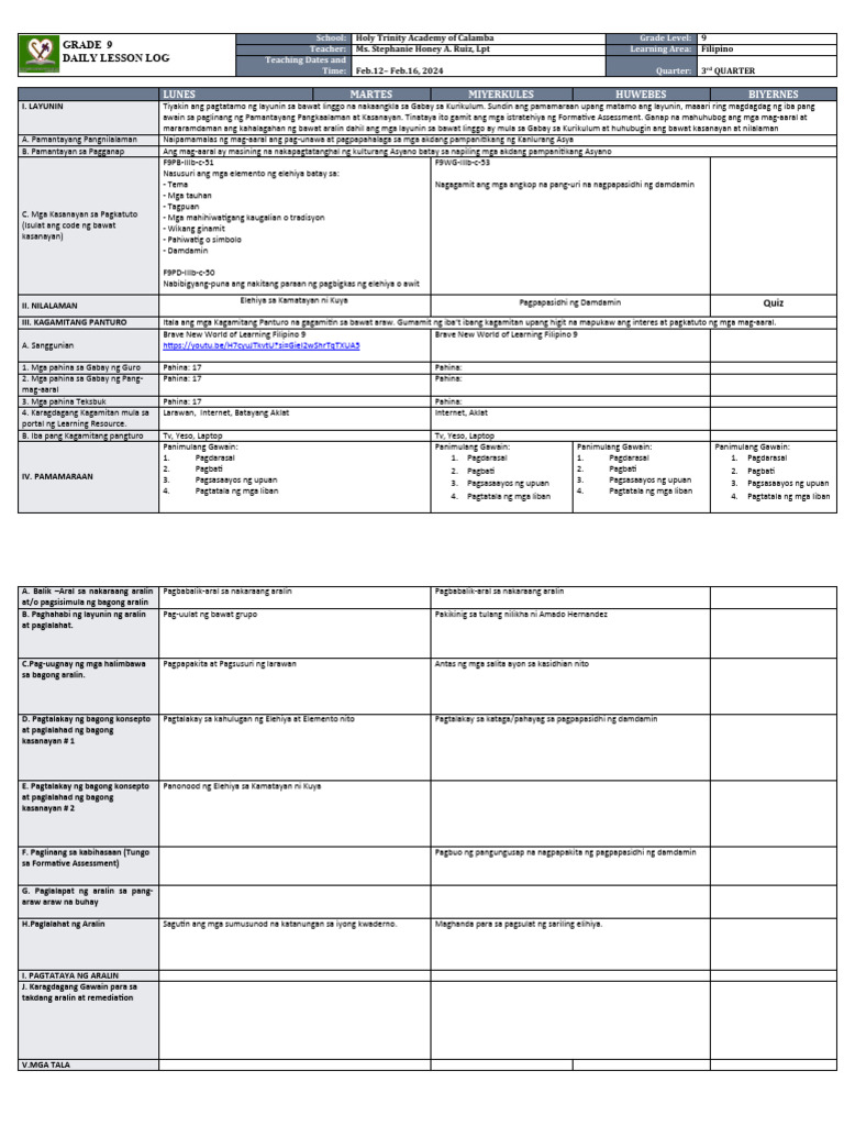 FILIPINO 9 (Elehiya) | PDF