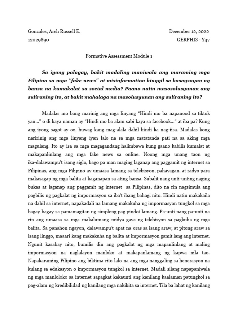 GE Philippine History Essay 1 | PDF