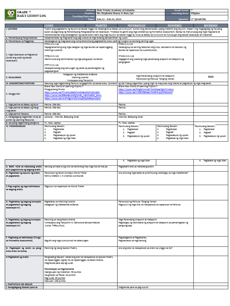 FILIPINO 7 (Anapora at Katapora) | PDF