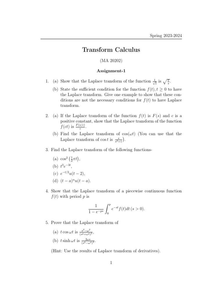Laplace Transform Assignment Guide | PDF
