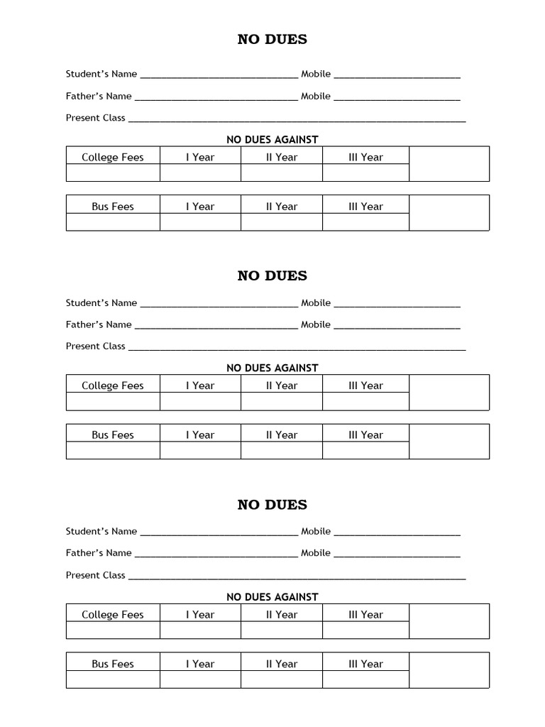NO DUES Form - Final Year | PDF