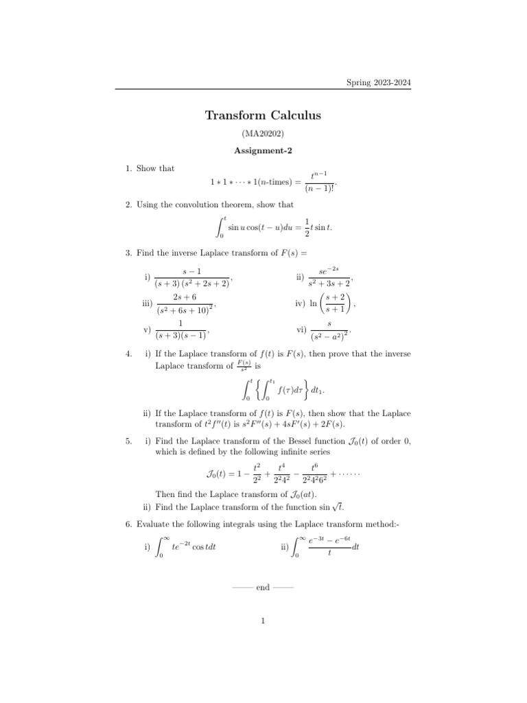 Assignment 2 | PDF | Laplace Transform | Mathematical Objects