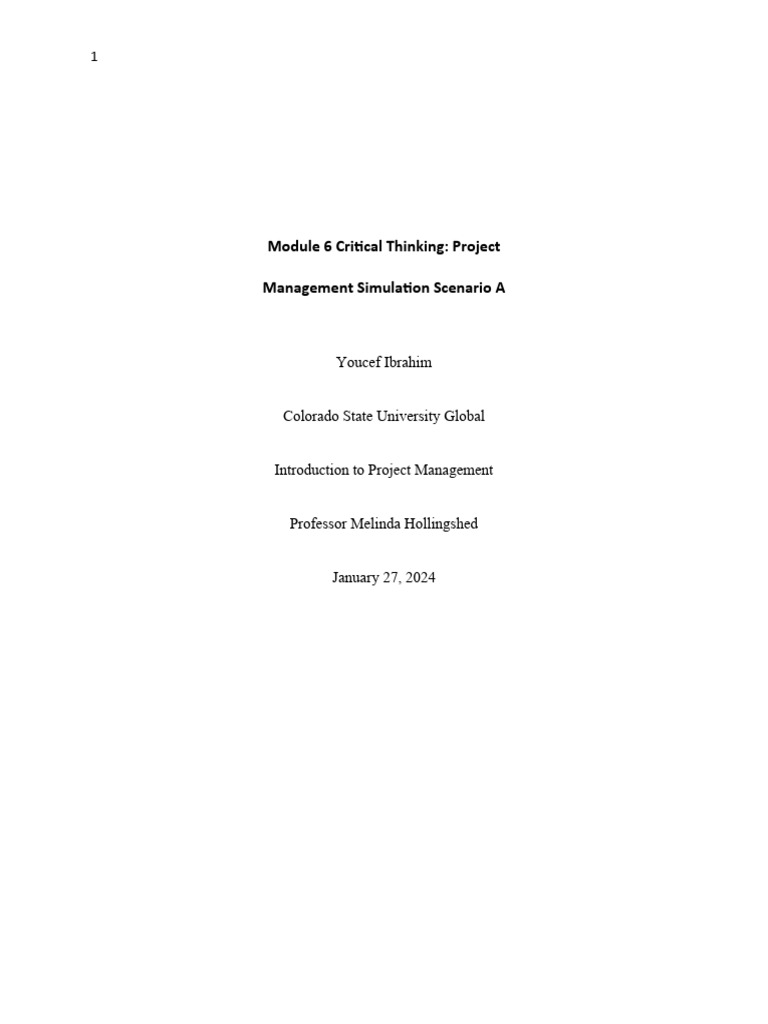 Youcef Ibrahim - Module 6 Critical Thinking - Project Management ...