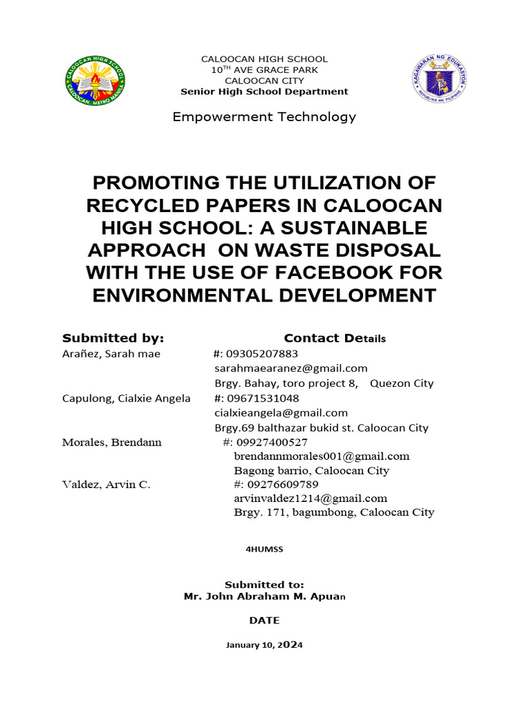 Concept Paper | PDF | Recycling | Waste Management