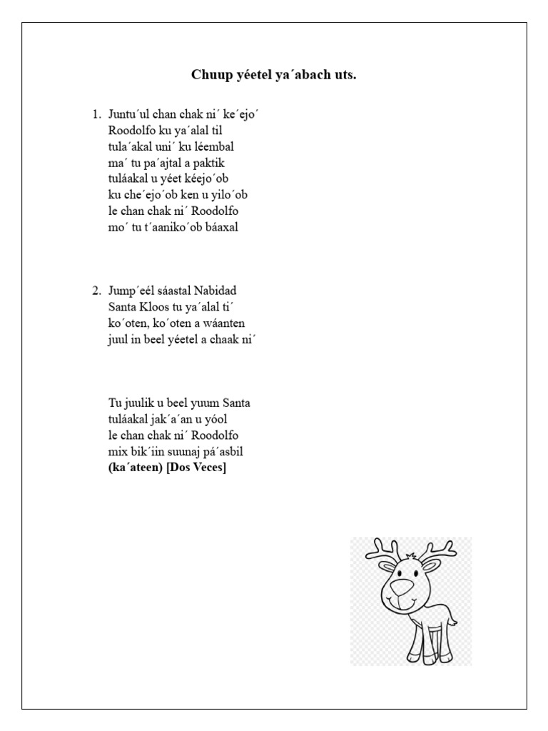 Letra de Rodolfo el Reno en Maya | PDF