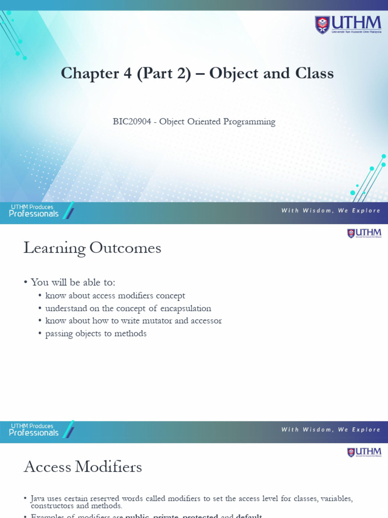 Chapter4 28part2 29 Objectandclass | PDF | Class (Computer Programming) | Method (Computer ...