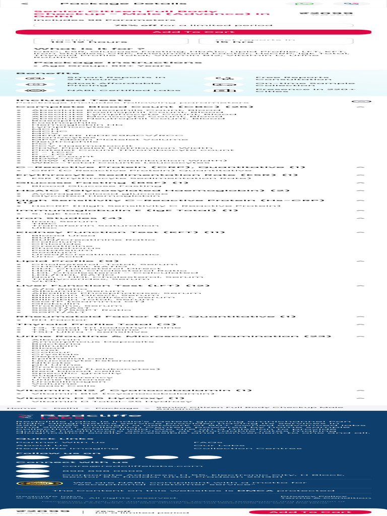 Senior Citizen Full Body Checkup - Male (Advance) in Delhi at 2099 ...