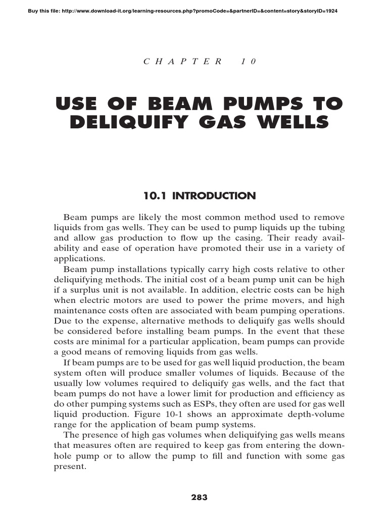 Pages From CHAPTER 10 - USE OF BEAM PUMPS TO DELIQUIFY GAS WELLS | PDF | Pump | Oil Well