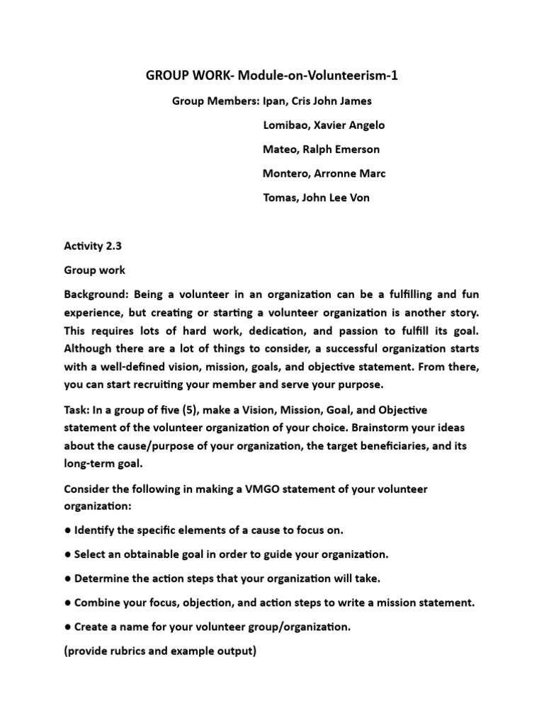 GROUP WORK - Module-on-Volunteerism-1 | PDF | Empowerment | Sustainability