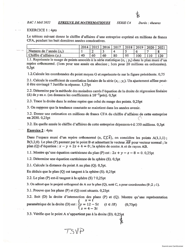 Sujet Bac1 C 2022 Math | PDF