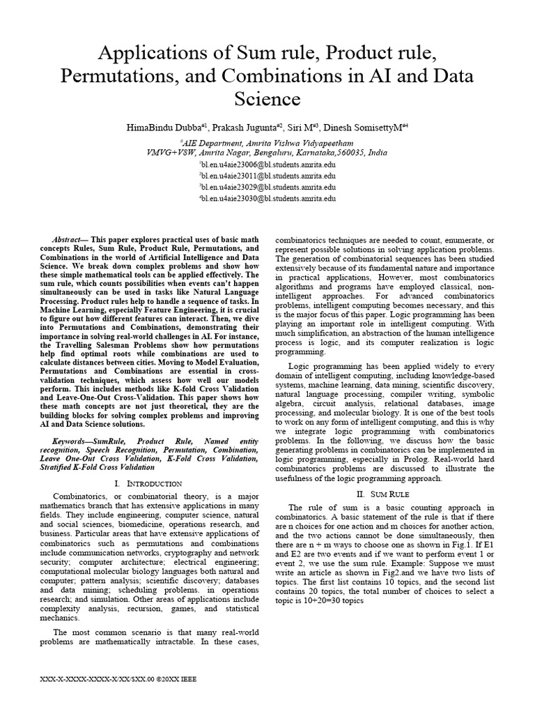Final Report | PDF | Cross Validation (Statistics) | Combinatorics