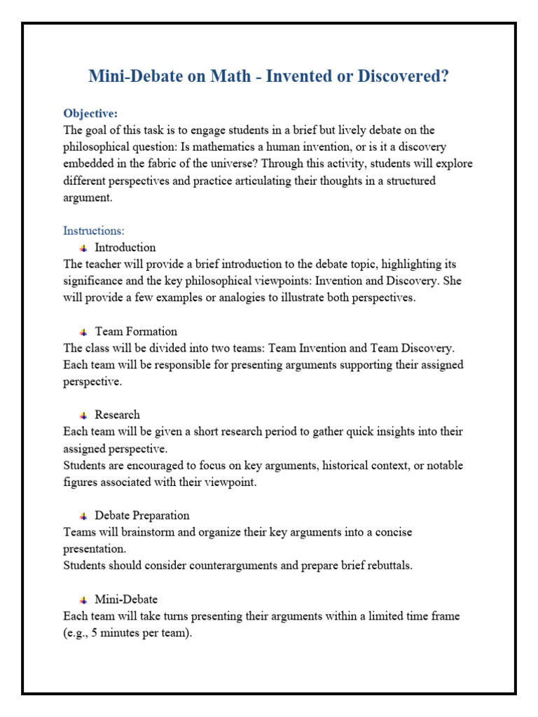Mini Math Debate | PDF