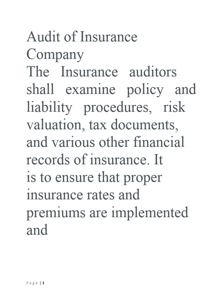 Insurance Audit Procedures Guide | PDF | Insurance | Audit