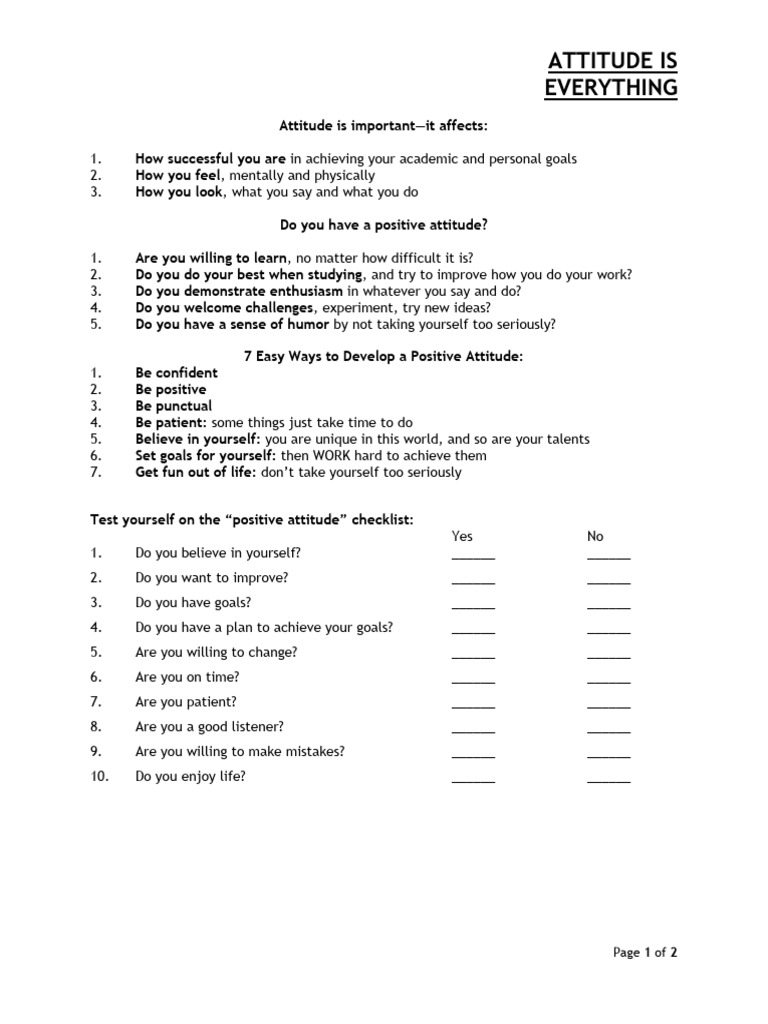 Attitude Is Everything | Download Free PDF | Thought | Psychology