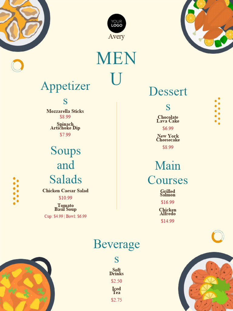 Avery Menu Template | PDF