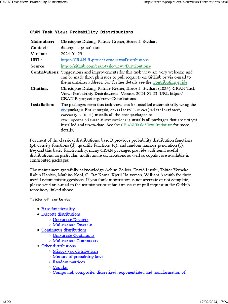 CTV Probability Distributions | PDF | Probability Distribution | Poisson Distribution