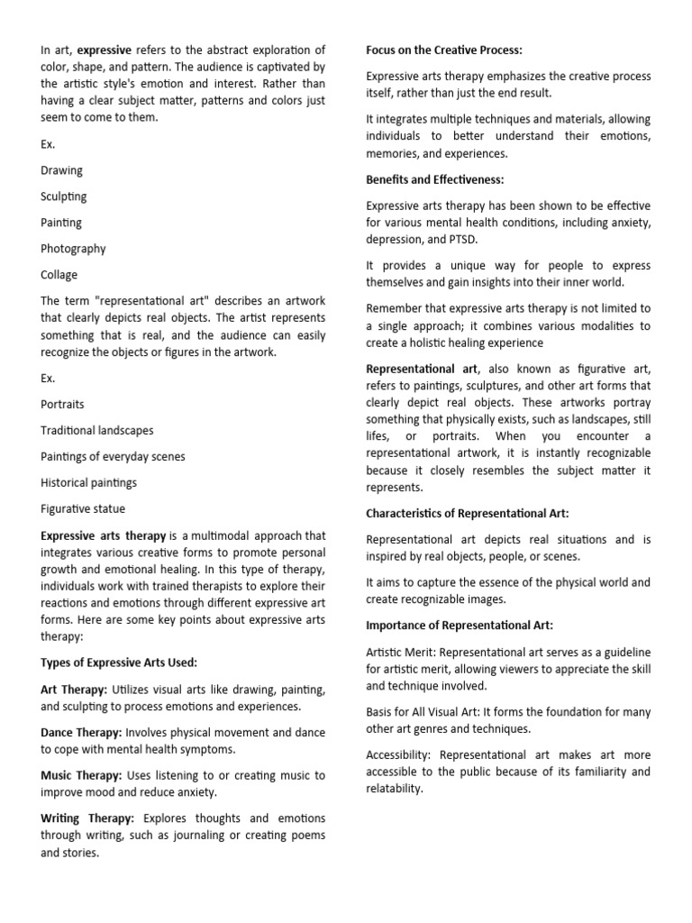 Expressive Vs Representational | PDF | Art Therapy | Psychotherapy