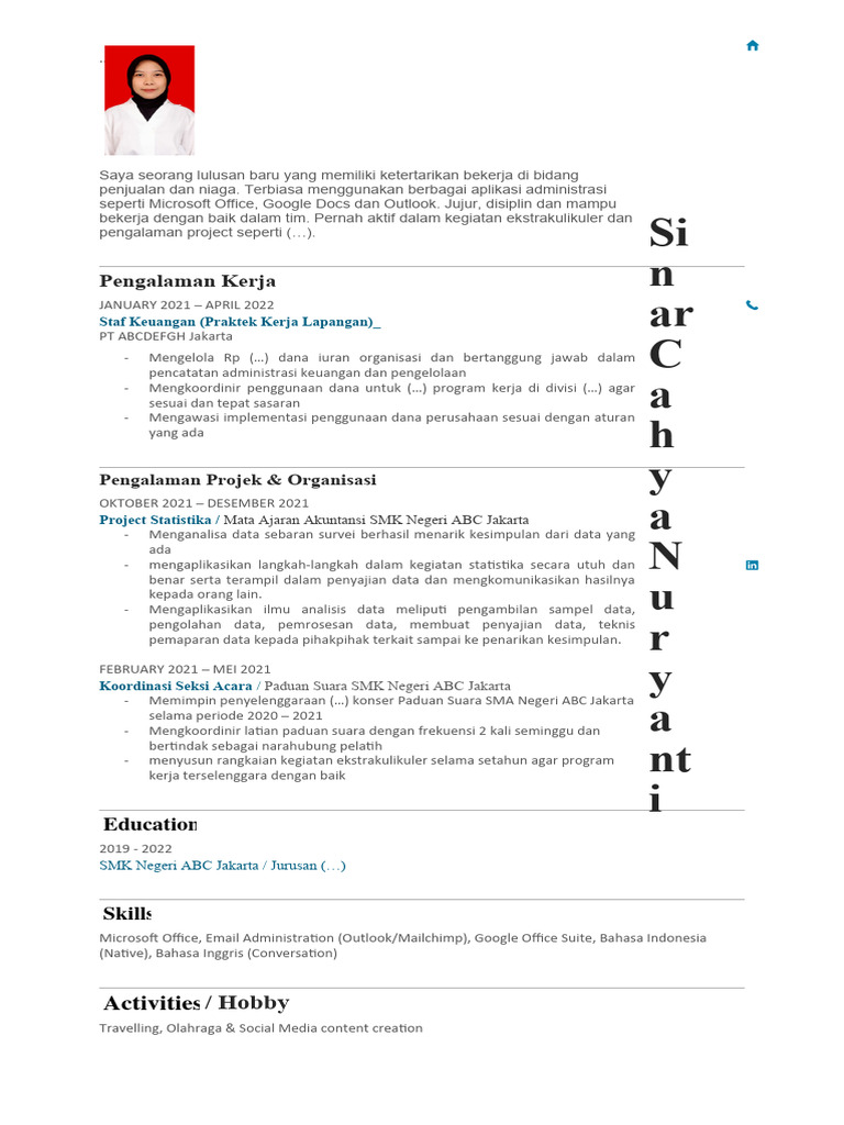 Free Template CV Lulusan SMK by Vina Muliana | PDF