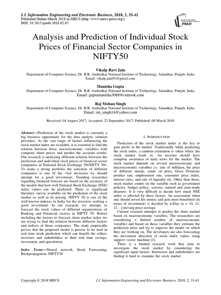 Ijieeb V10 N2 5 | PDF | Forecasting | Stock Market Index