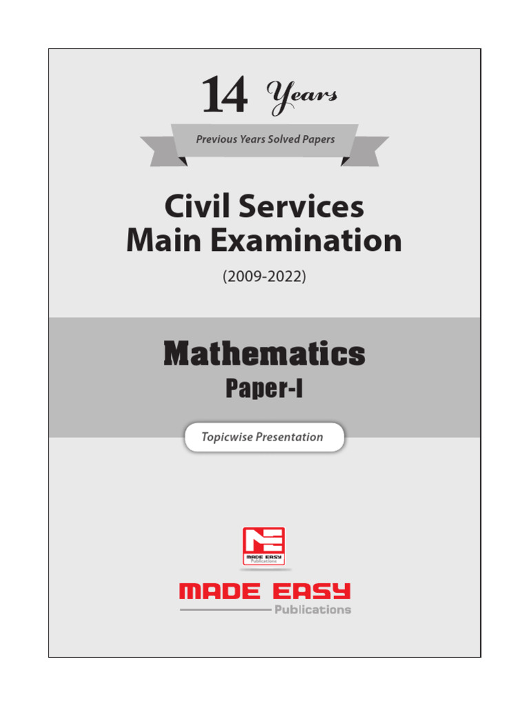 Mathematics - CSE - 2023 - Paper I | PDF | Equations | Integral