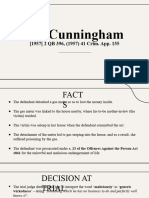 R. v Cunningham Case Summary | PDF | Mens Rea | Criminal Law