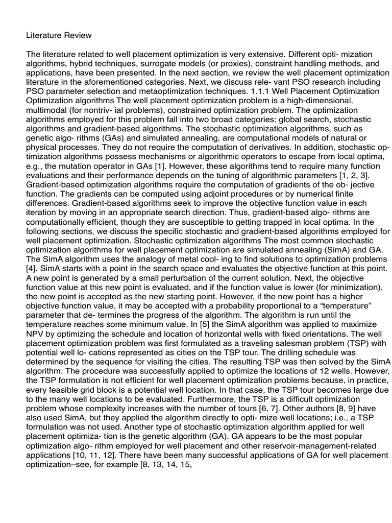 Well Placement Optimization Review | PDF