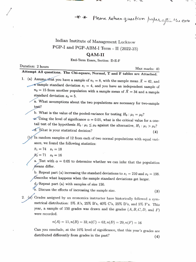 QAM 2 End Term Deepak Prajapati | PDF | Errors And Residuals | Estimator