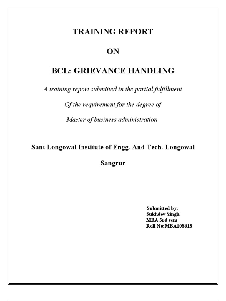 Training Report BCL | PDF | Employment | Conflict (Process)