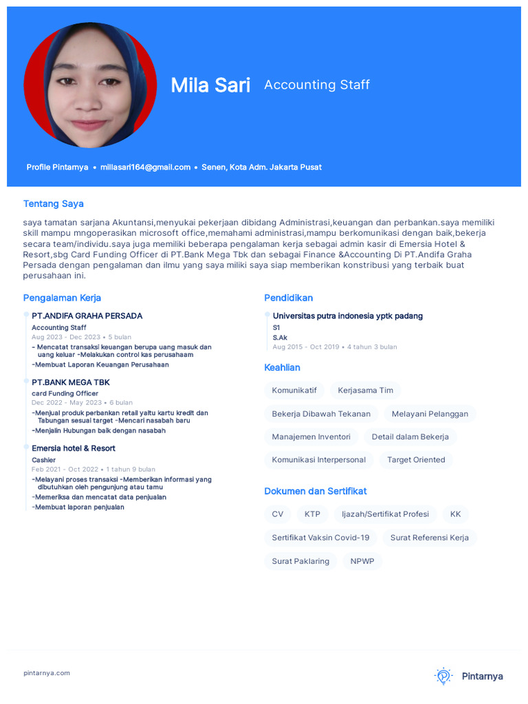 CV Mila Sari | PDF