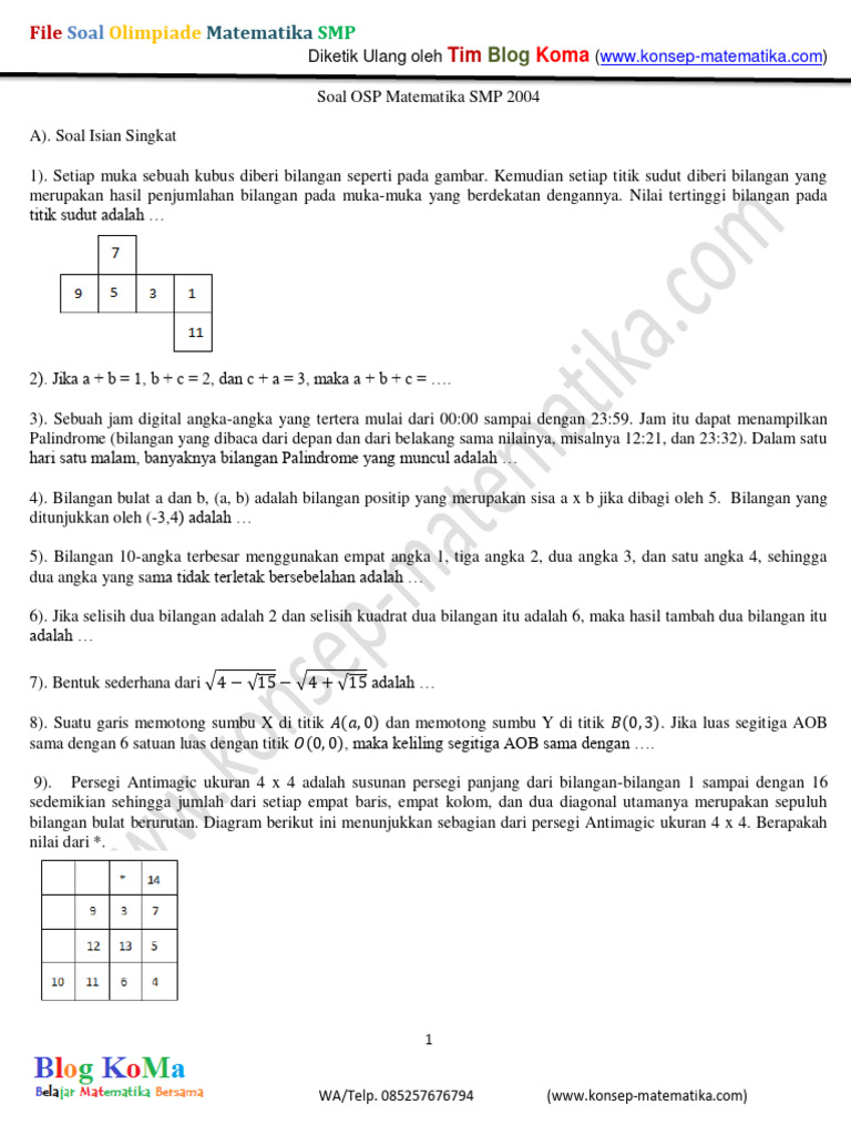 2004 Soal Osp Matik SMP | PDF