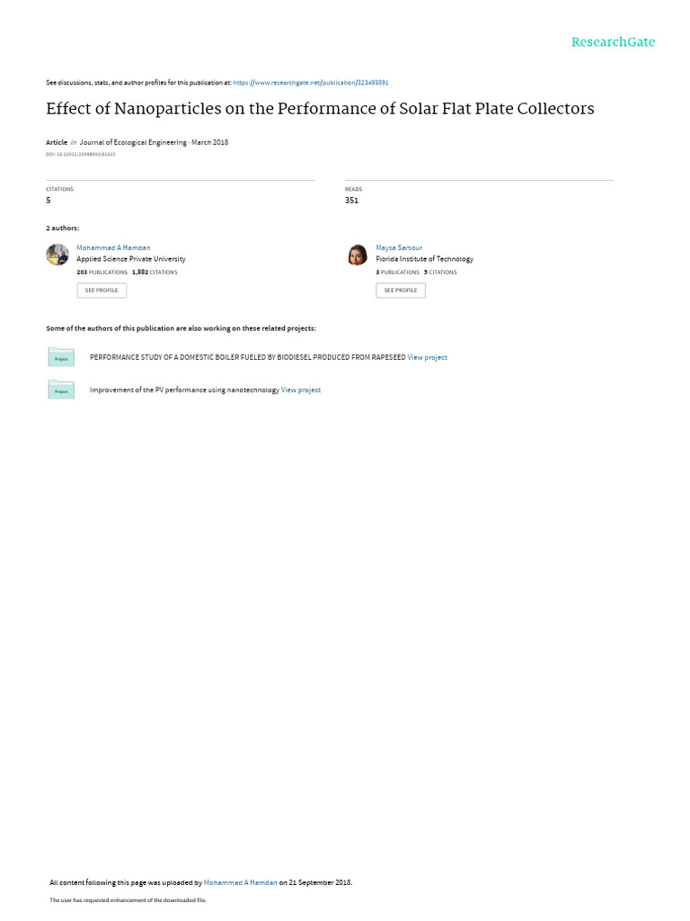 Mohammed Hamdan, Maysa Sarsour | PDF | Solar Energy | Zinc Oxide