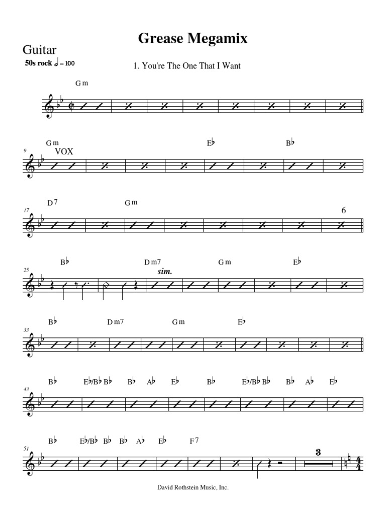 Grease Megamix Guitar | PDF