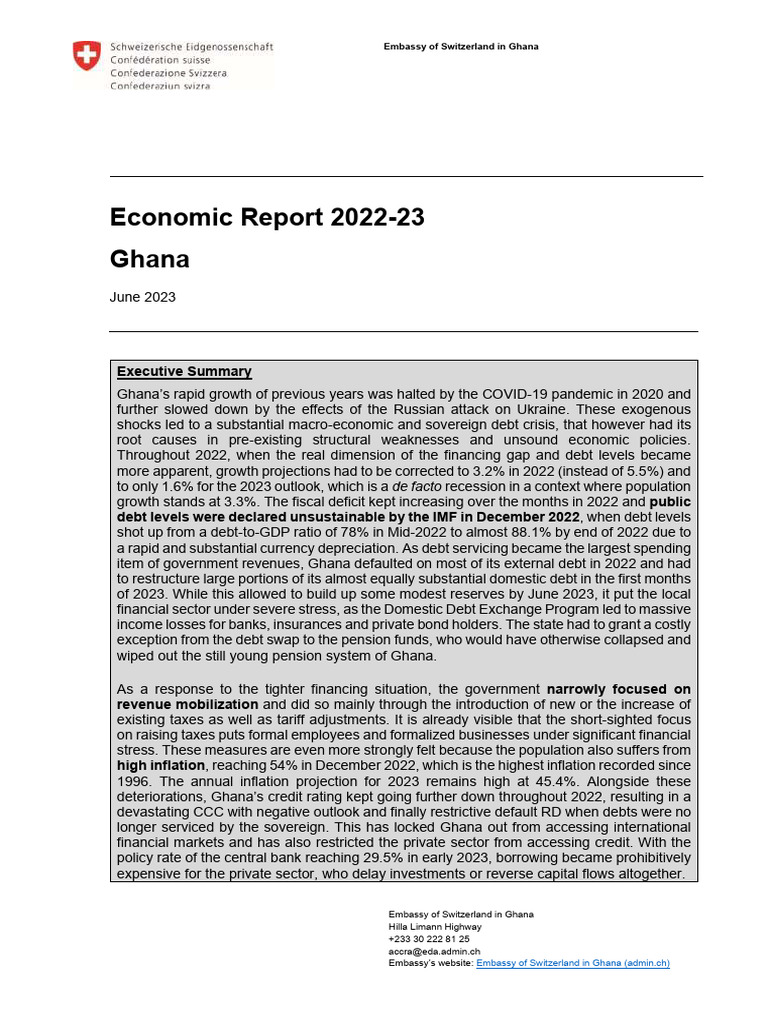 Economic Report 2022-23 Ghana: Embassy of Switzerland in Ghana | PDF ...