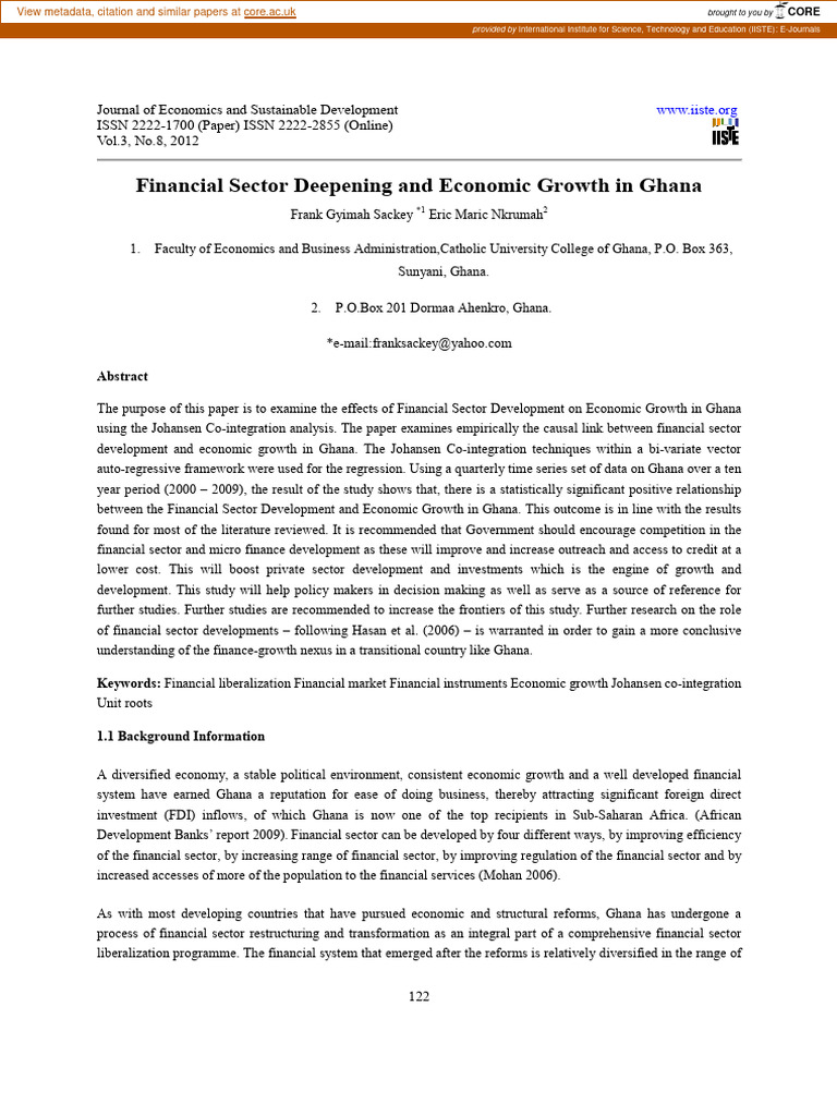 Financial Sector Deepening and Economic Growth in Ghana | PDF ...